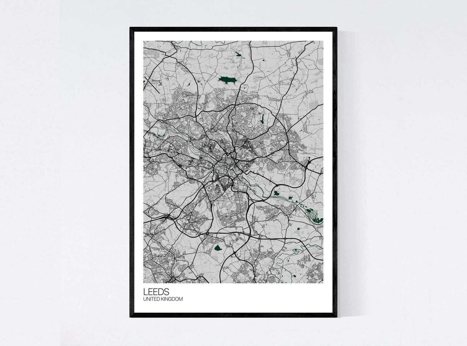 Leeds Map Print Many Colours Fast Delivery Scandi // | Etsy