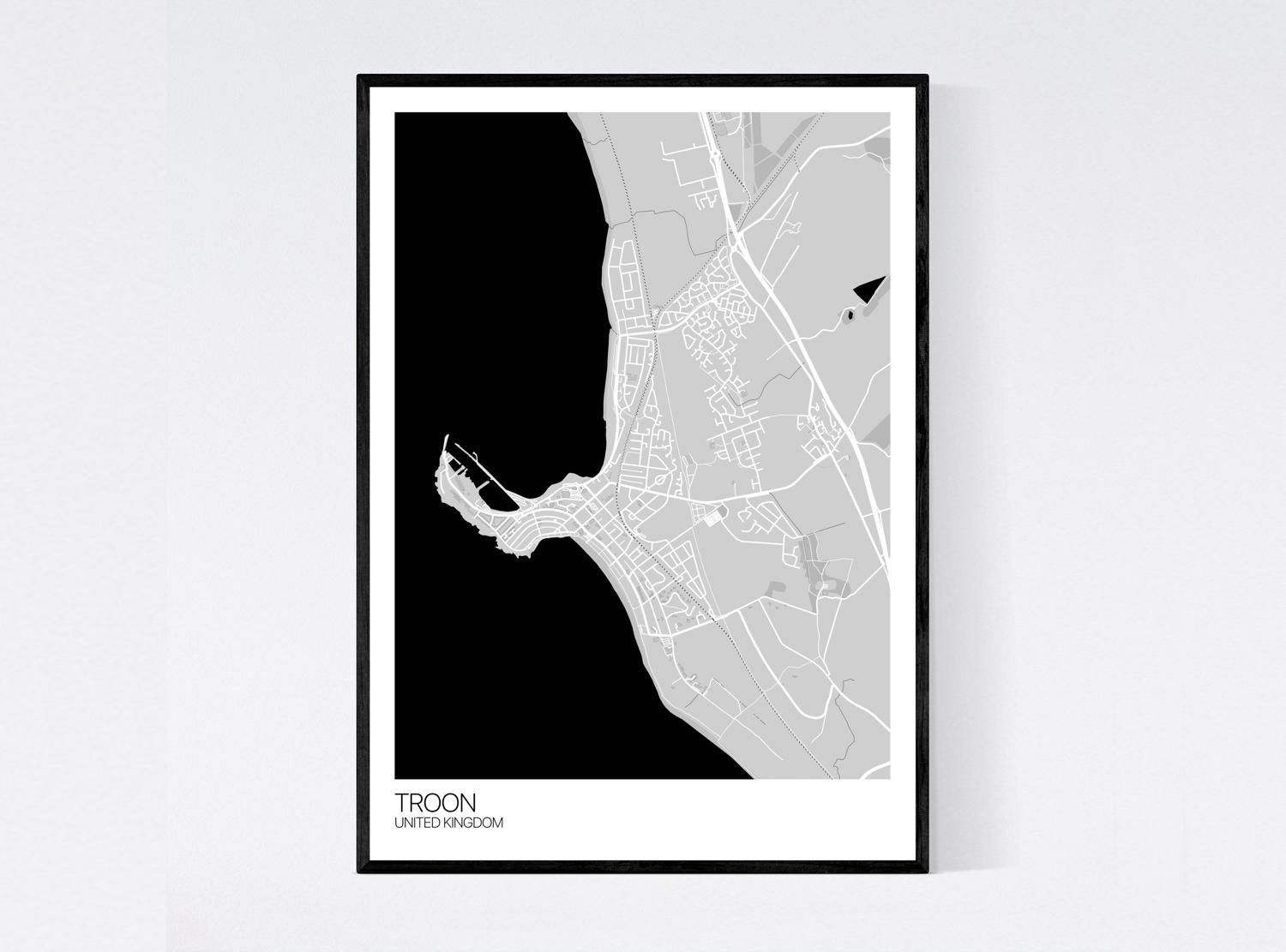 Troon Scotland City Map Art Print Many Styles 350gsm Art | Etsy