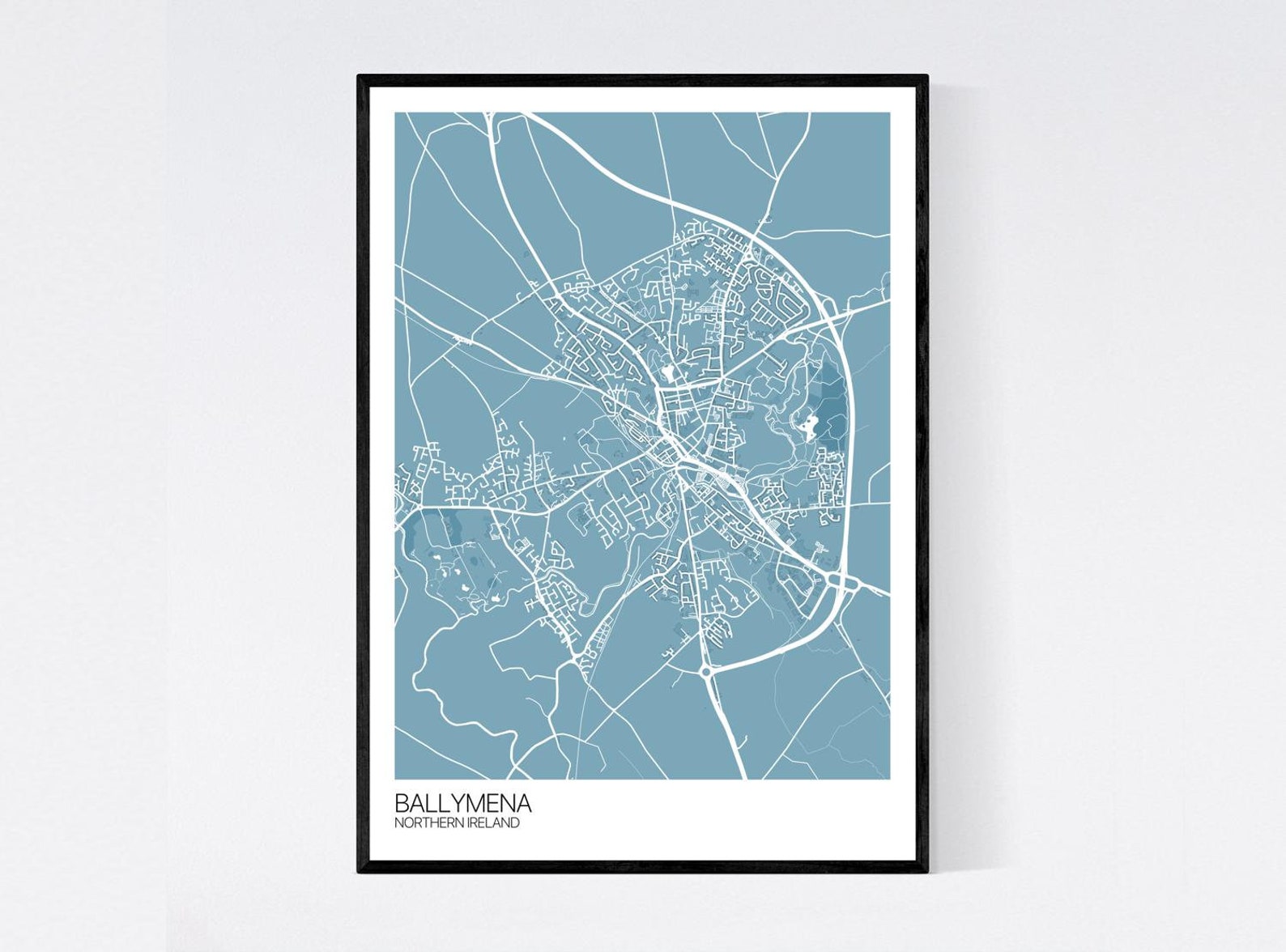 Ballymena City Map Art Print Many Styles 350gsm Art | Etsy