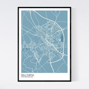 Ballymena City Map Art Print Many Styles 350gsm Art Quality Paper Fast ...