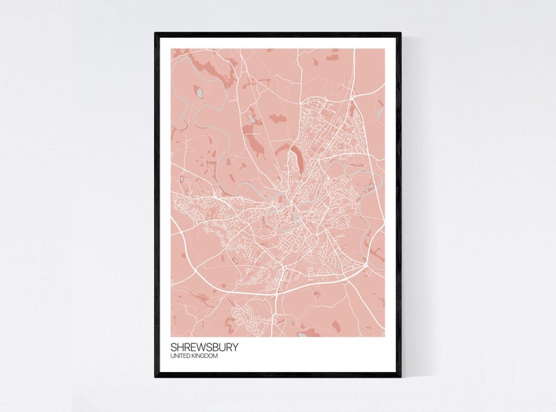 Shrewsbury Town Map Art Print Many Styles 350gsm Art - Etsy