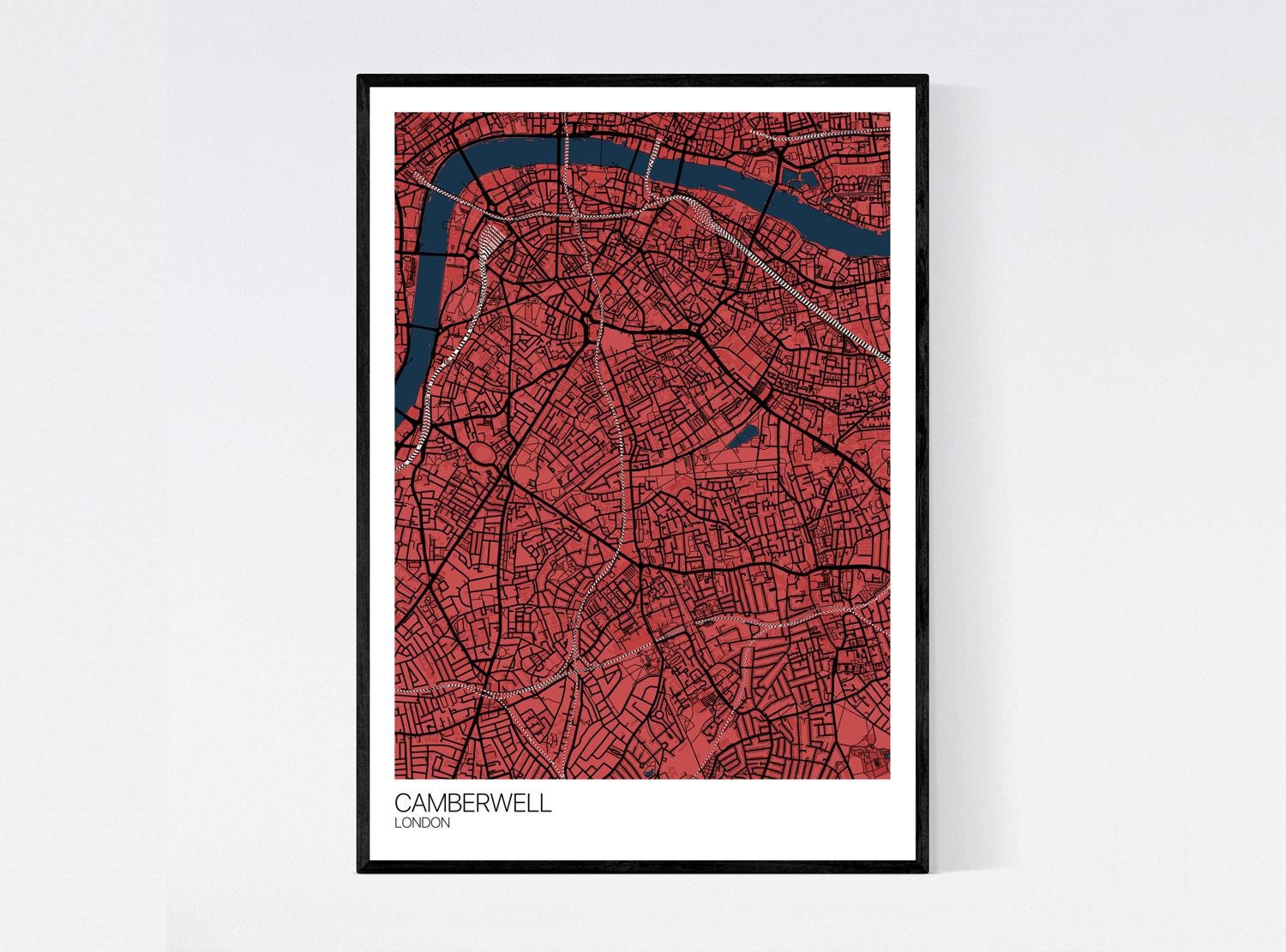 Camberwell London Map Art Print Many Colours 350gsm Art | Etsy UK