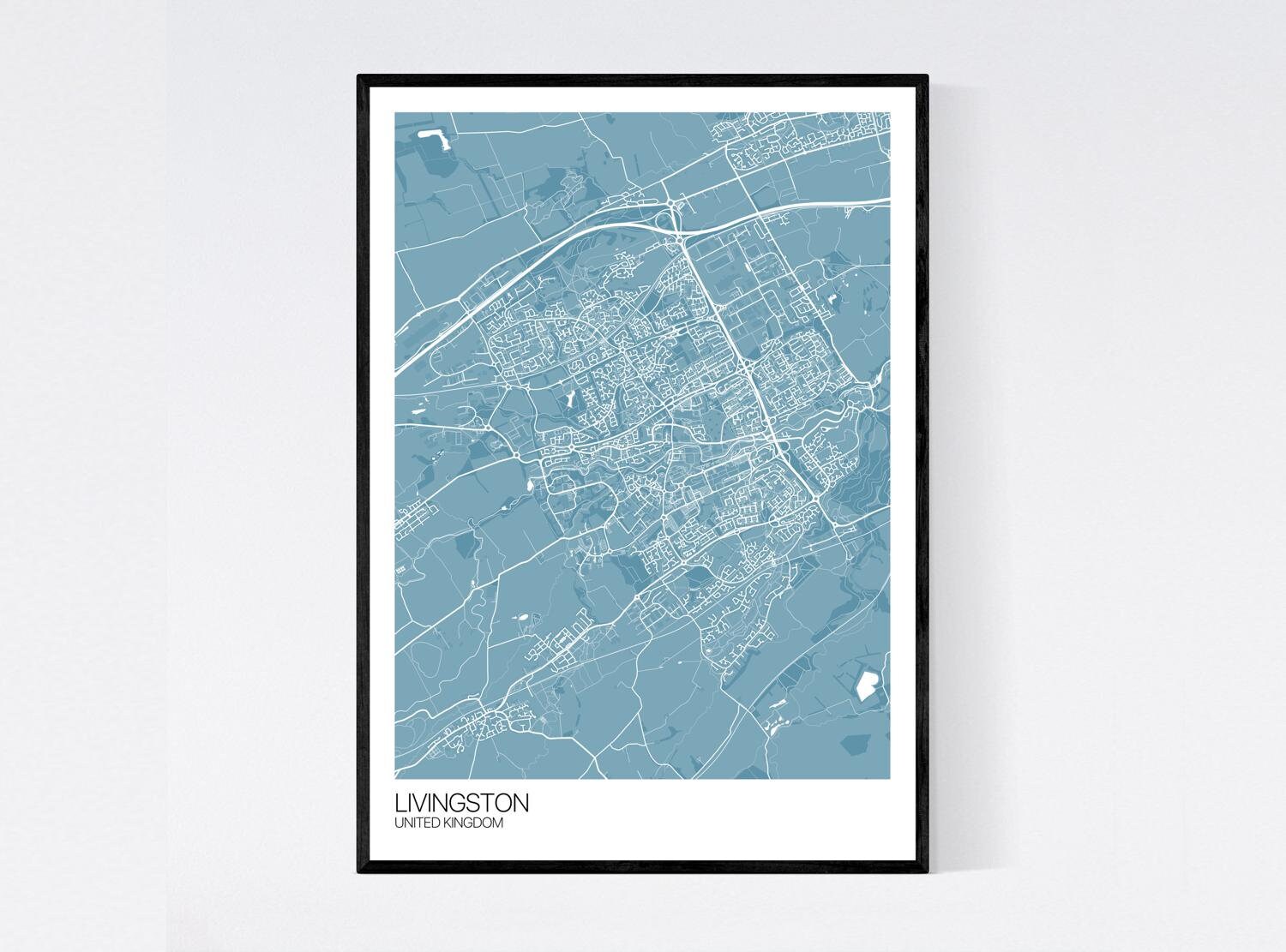 Livingston Scotland City Map Art Print Many Styles 350gsm | Etsy