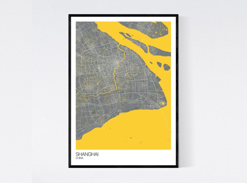 Shanghai China Map Art Print Many Styles Art Quality - Etsy