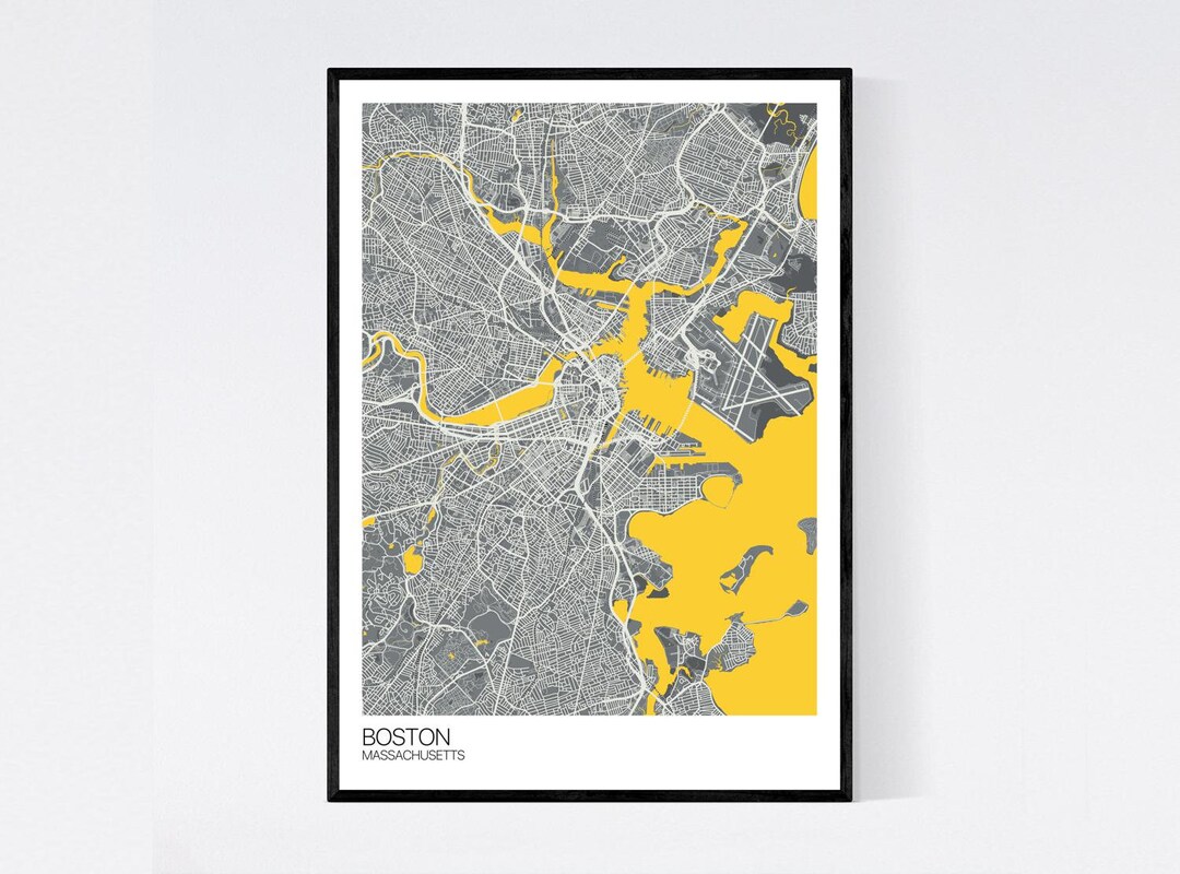 Boston, Massachusetts Map Print - Many Colours - Printed on Art Quality ...