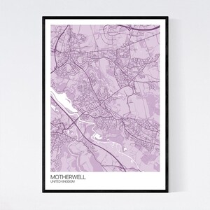 Motherwell, Scotland City Map Art Print Many Styles 350gsm Art Quality ...
