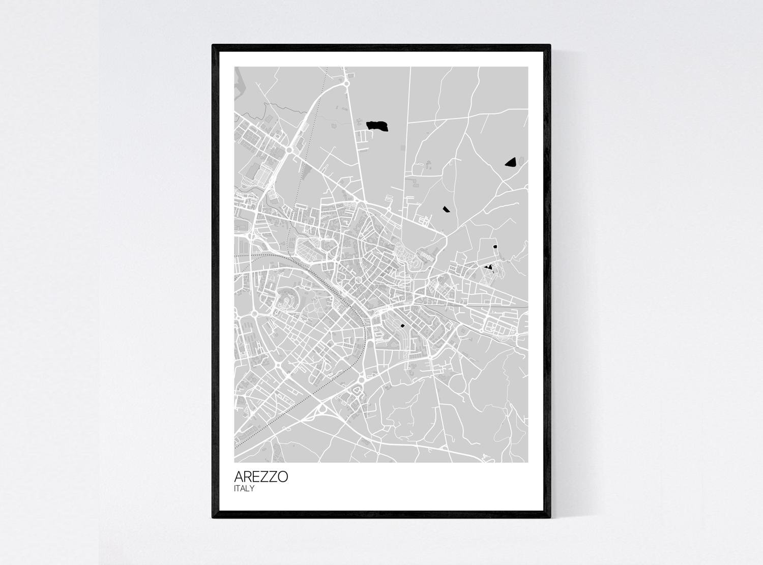 Arezzo Italy Map Art Print Many Colours Art Quality Paper | Etsy