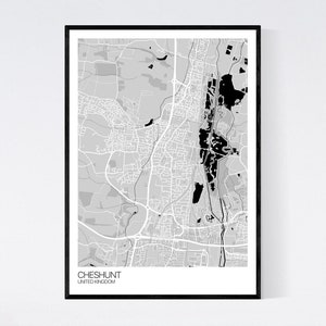 Cheshunt, United Kingdom Map Print Many Colours Fast Delivery // Retro ...