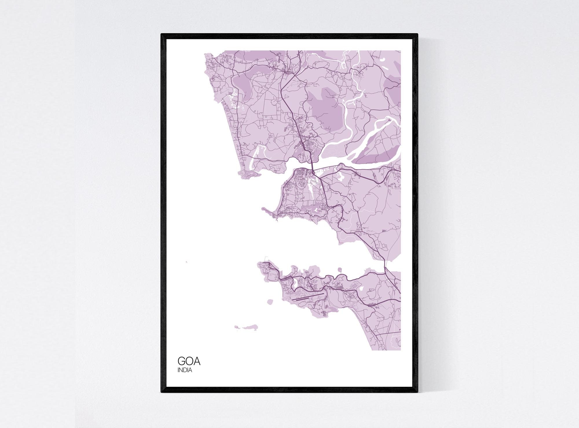 Goa India Map Art Print Many Styles Art Quality Paper - Etsy UK