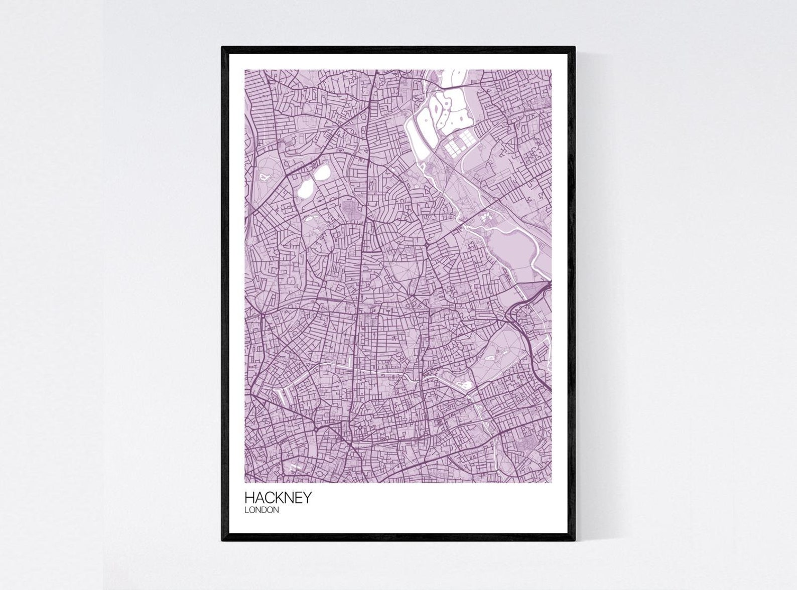 Hackney London Map Art Print Many Colours 350gsm Art | Etsy UK