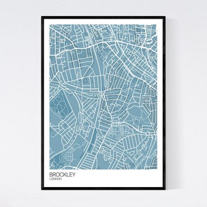 Brockley, London Map Art Print Many Colours 350gsm Art Quality Paper ...