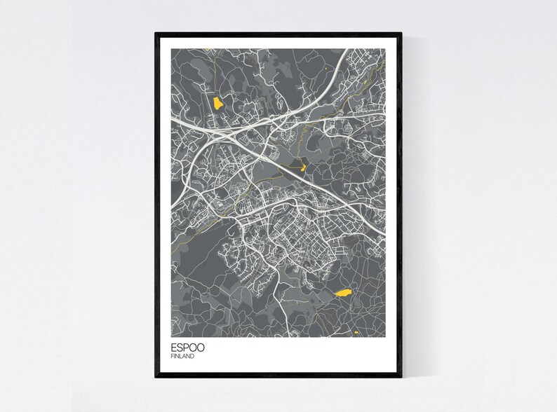 Espoo Finland Map Art Print Many Colours 350gsm Art - Etsy