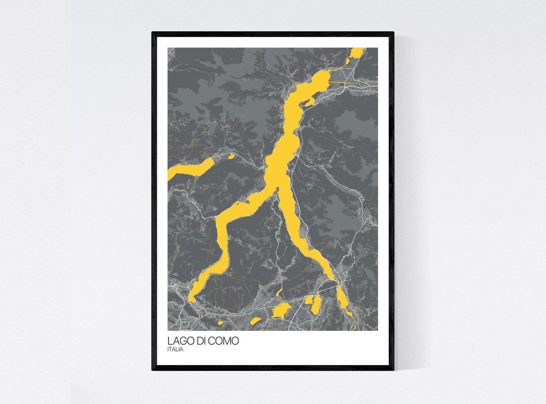Lago Di Como, Lake Como Map Art Print - Many Styles - 350gsm Art ...