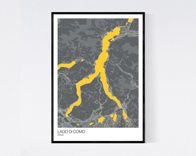 Lago Di Como, Lake Como Map Art Print - Many Styles - 350gsm Art ...
