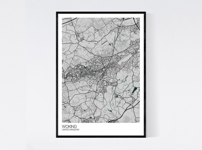 Woking United Kingdom City Map Art Print Many Colours | Etsy