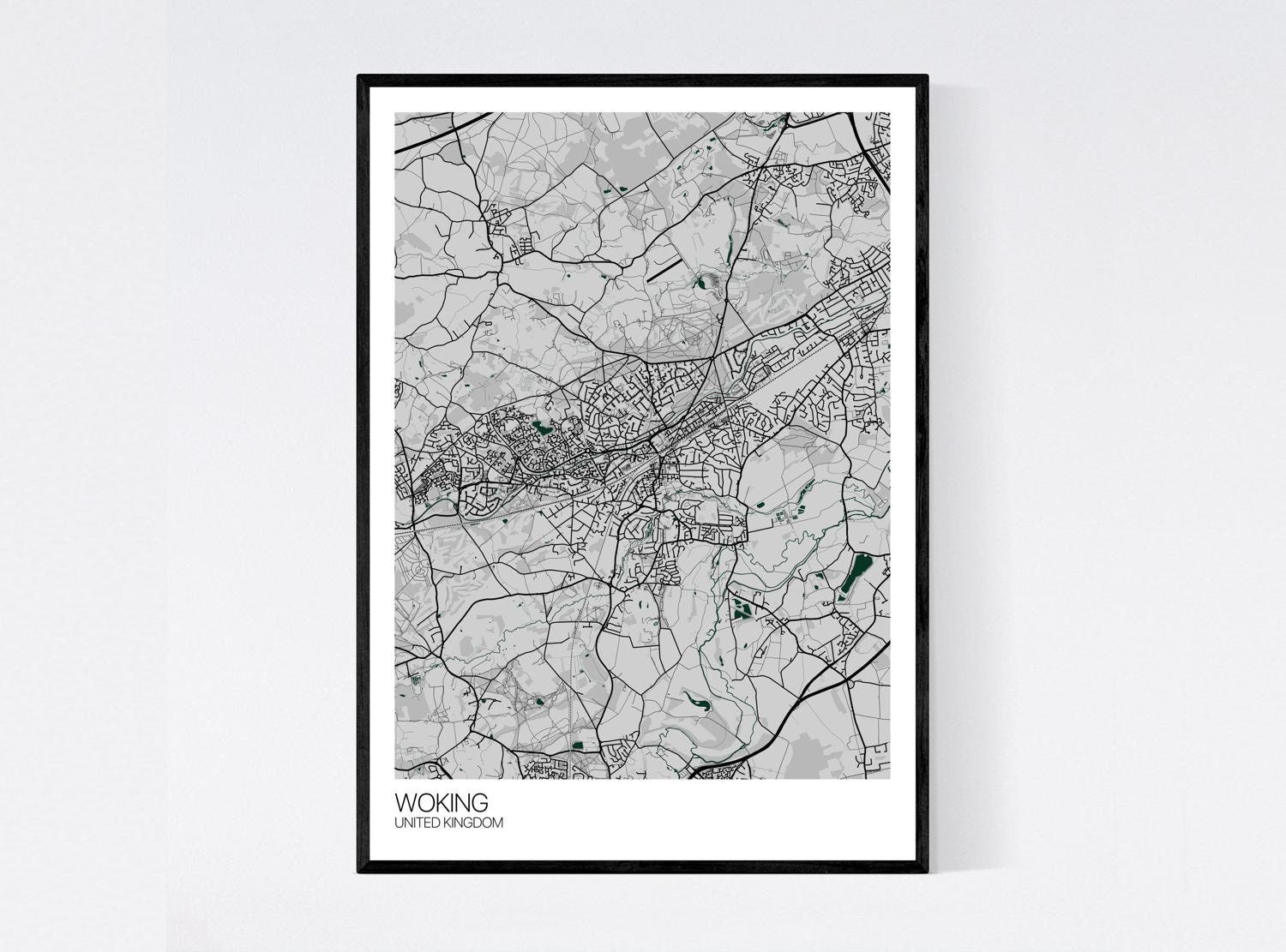 Woking United Kingdom City Map Art Print Many Colours | Etsy