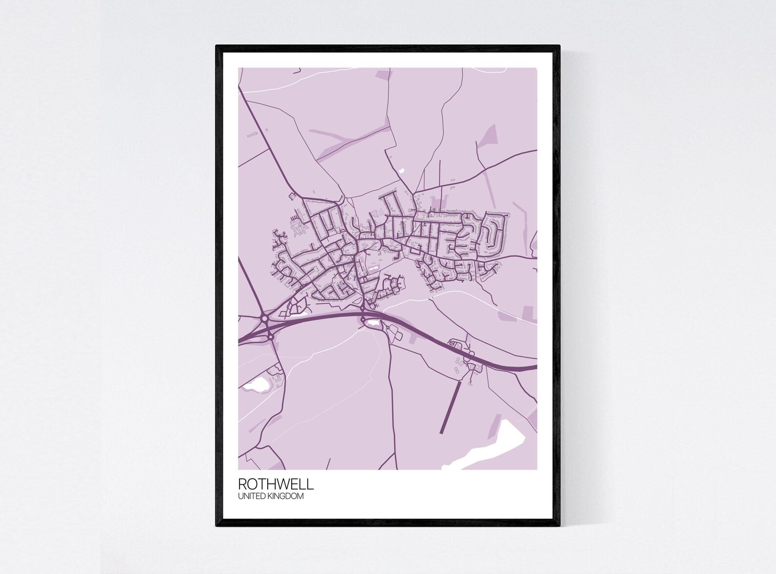 Rothwell England Town Map Art Print Many Styles 350gsm - Etsy