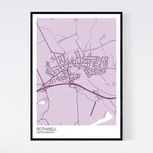 Rothwell England Town Map Art Print Many Styles 350gsm - Etsy