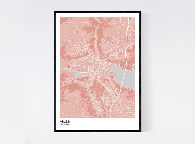 Vejle Denmark City Map Art Print Many Colours 350gsm Art | Etsy