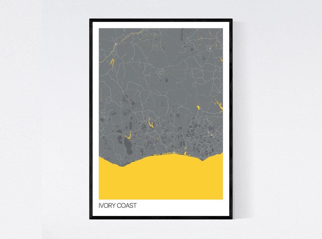 Ivory Coast Country Map Art Print Many Styles Art Quality Paper Fast ...
