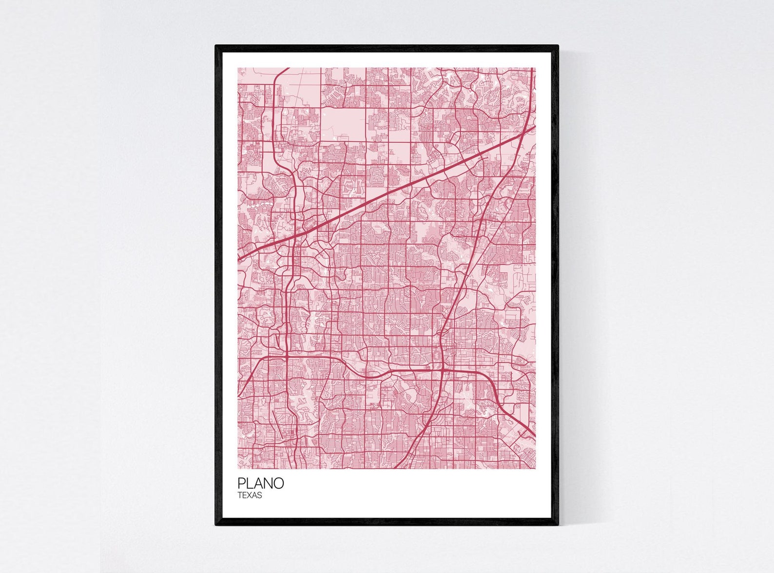 Plano Texas Map Print Many Colours Printed on Art Quality - Etsy UK