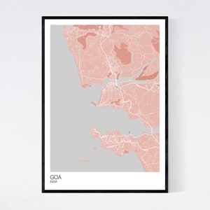 Goa, India Map Art Print Many Styles Art Quality Paper Fast Delivery ...