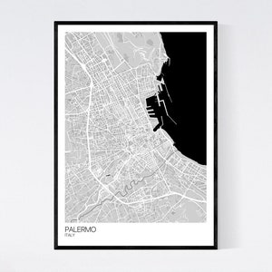 Palermo, Italy Map Art Print Many Colours 350gsm Art Quality Paper Fast ...