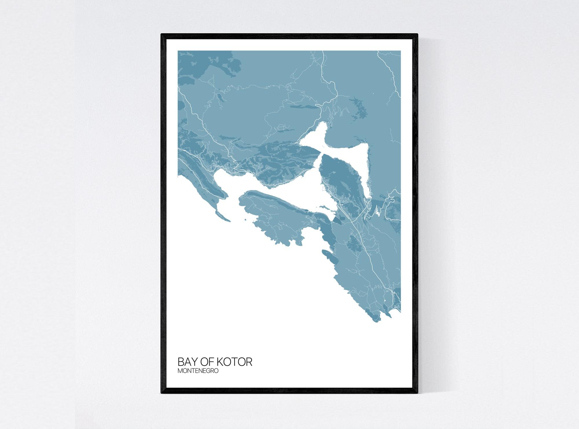 Bay of Kotor Montenegro Map Art Print Many Styles 350gsm | Etsy