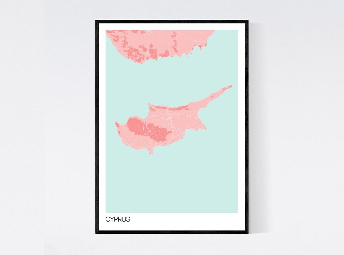 Cyprus Island Map Art Print Many Colours 350gsm Art - Etsy