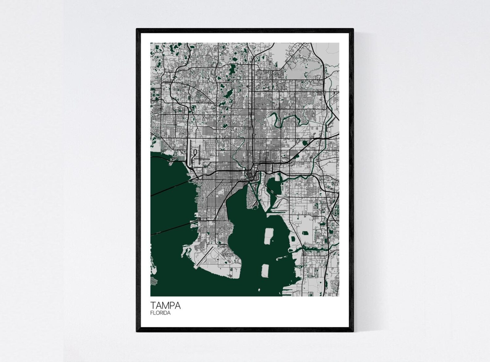 Tampa Florida Map Print Many Colours Printed on Art - Etsy