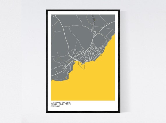 Anstruther Scotland Map Art Print Many Styles 350gsm Art | Etsy