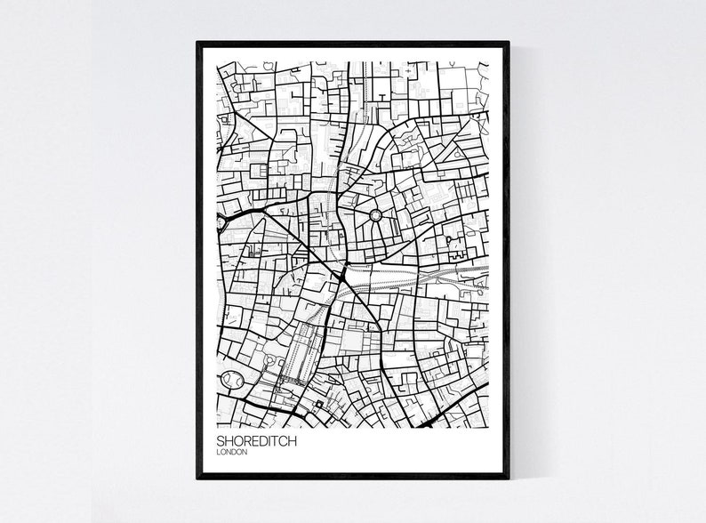 Shoreditch London Map Art Print Many Colours 350gsm Art | Etsy