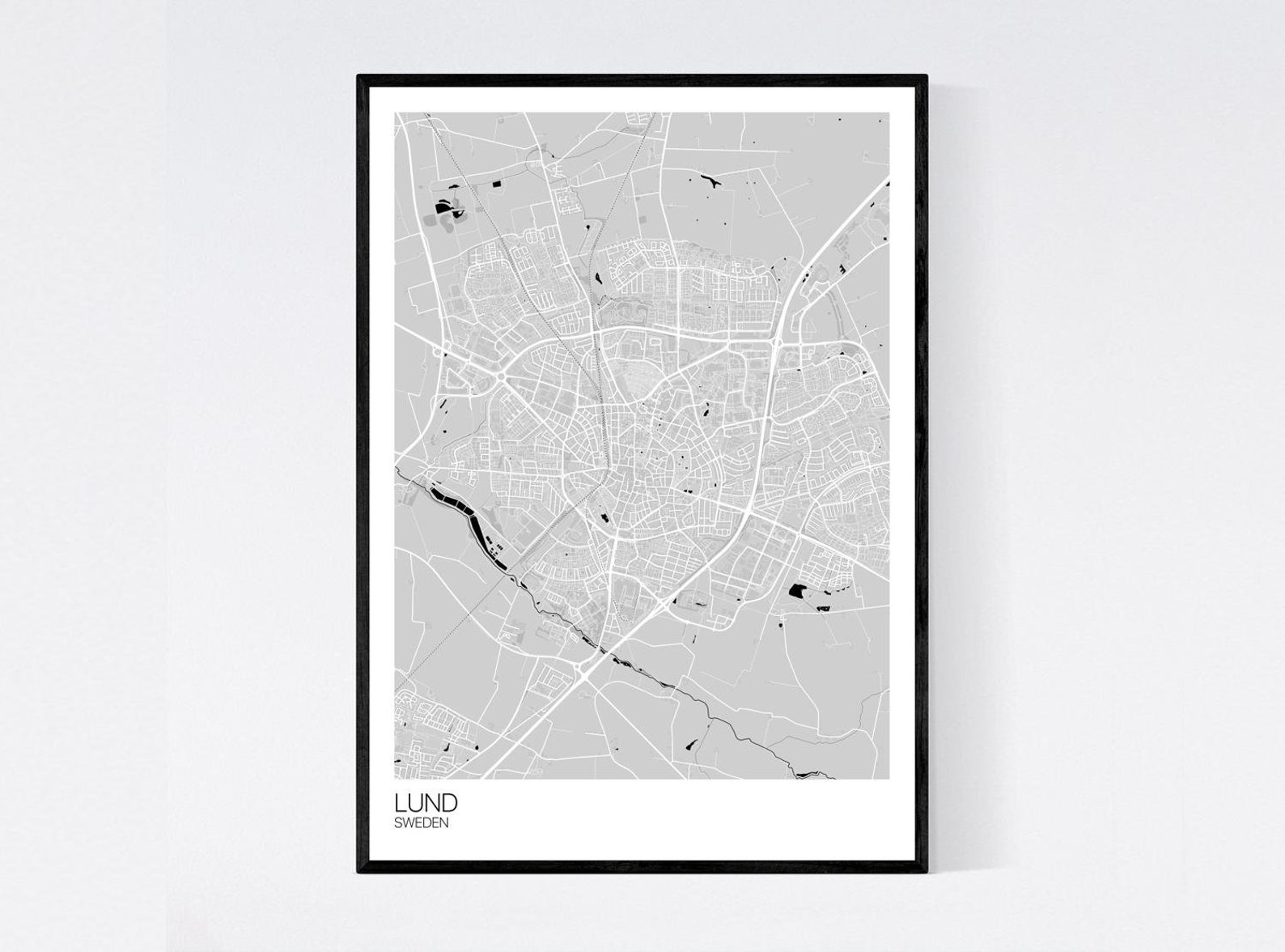 Lund Sweden Map Art Print Many Styles 350gsm Art Quality - Etsy
