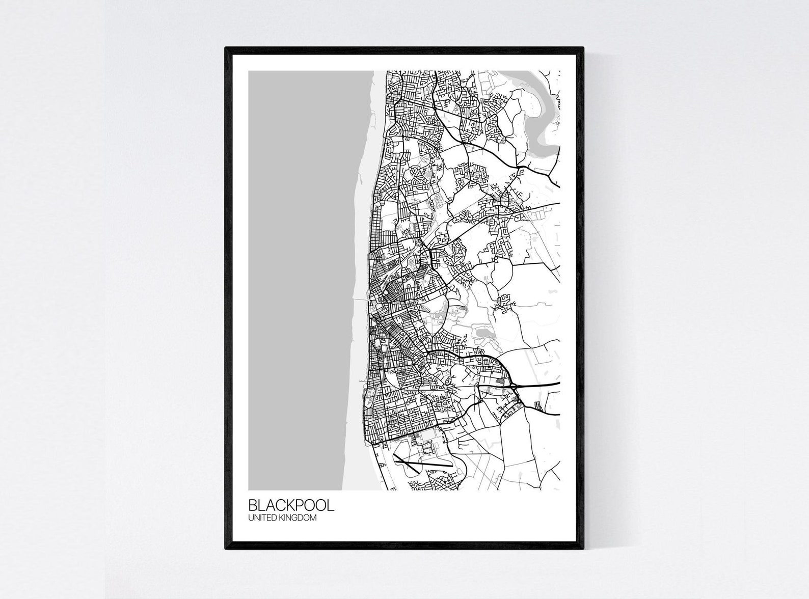 Blackpool Town Map Art Print Many Styles 350gsm Art | Etsy