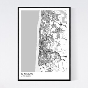 Blackpool Town Map Art Print Many Styles 350gsm Art Quality Paper Fast ...