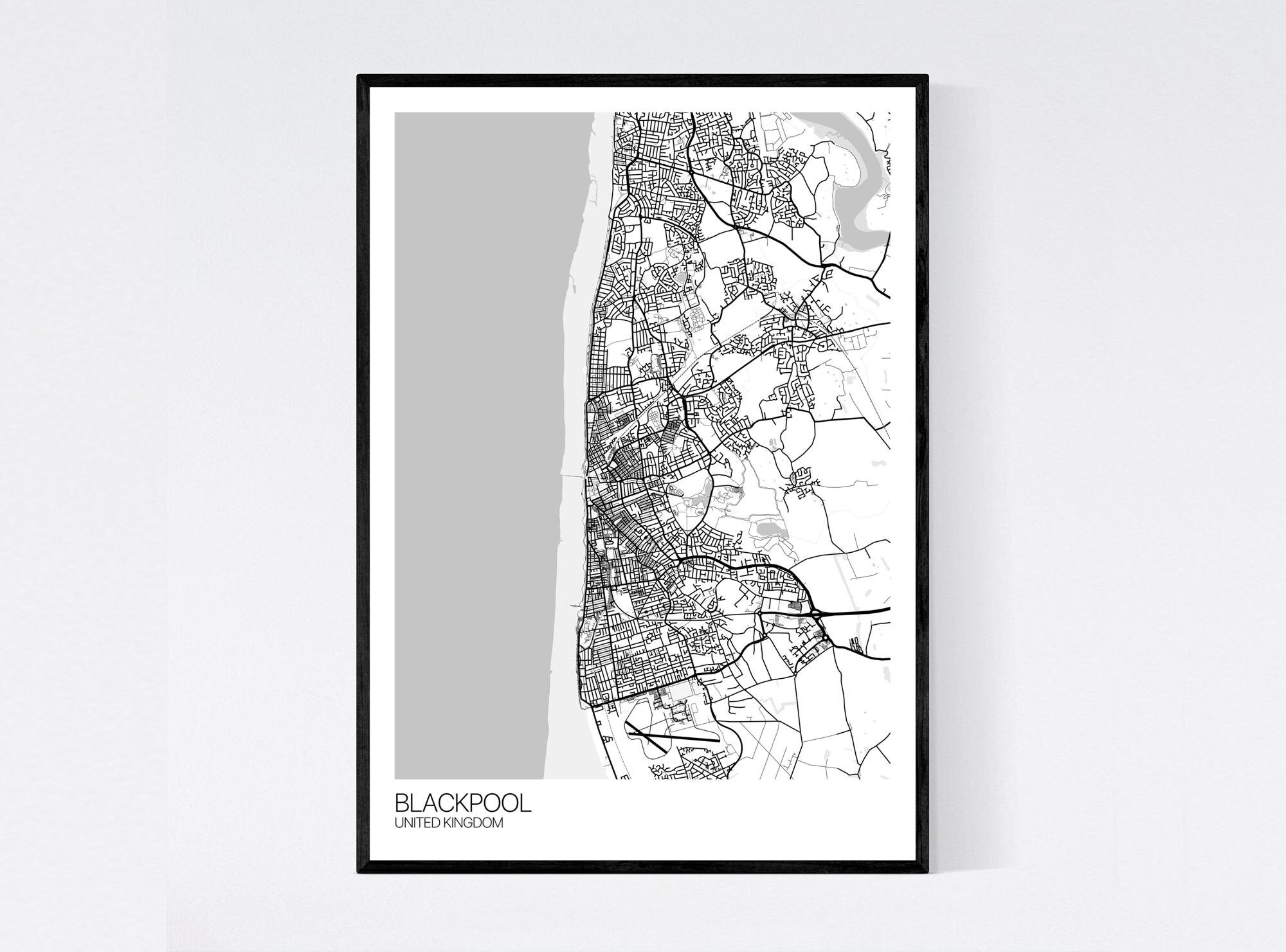 Blackpool Town Map Art Print Many Styles 350gsm Art | Etsy