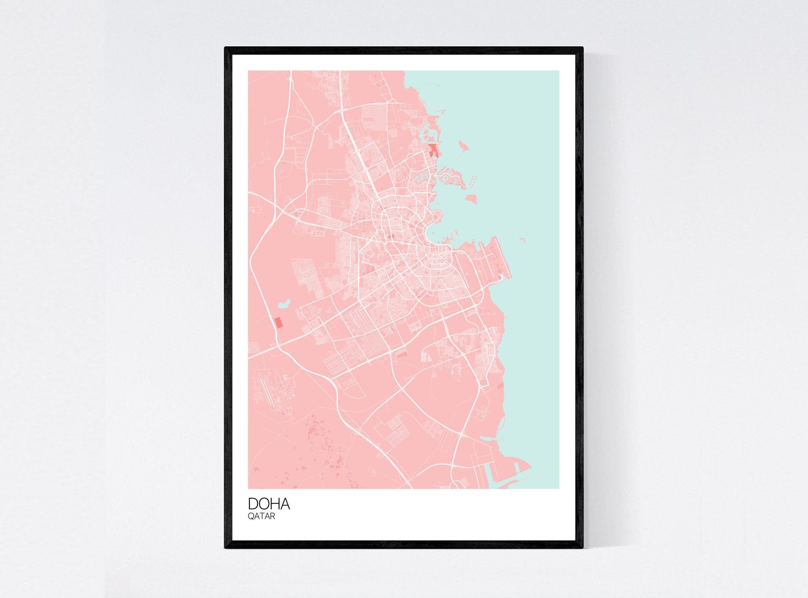 Doha Qatar Map Art Print Many Styles Art Quality Paper | Etsy