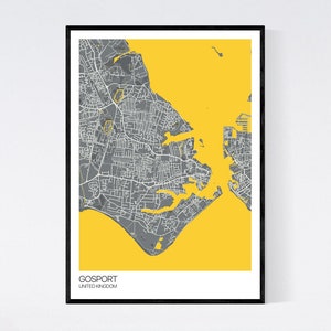 Gosport, United Kingdom Map Print Many Colours Fast Delivery // Retro ...