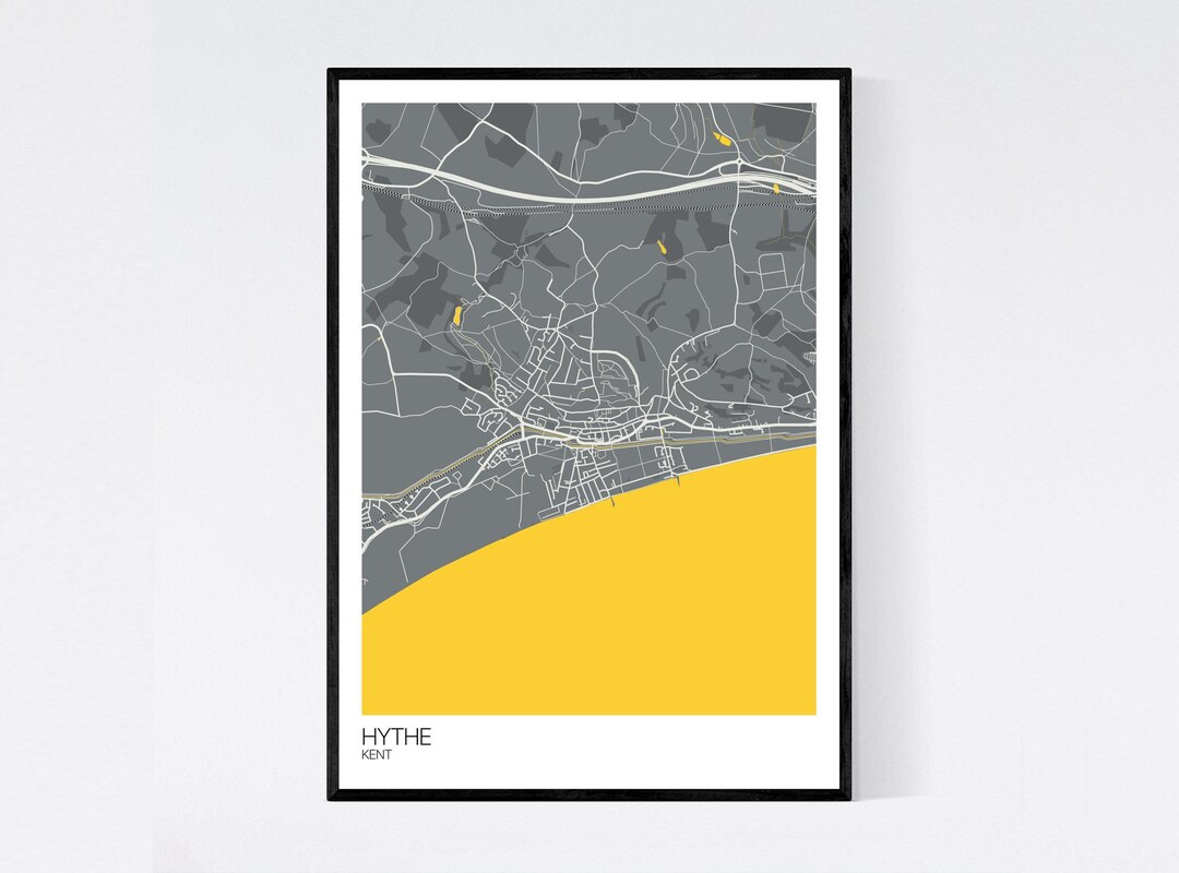Hythe, Kent Map Art Print Many Styles 350gsm Art Quality Paper Fast ...