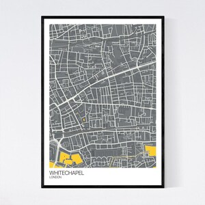 Whitechapel, London Map Art Print - Many Colours - 350gsm Art Quality ...