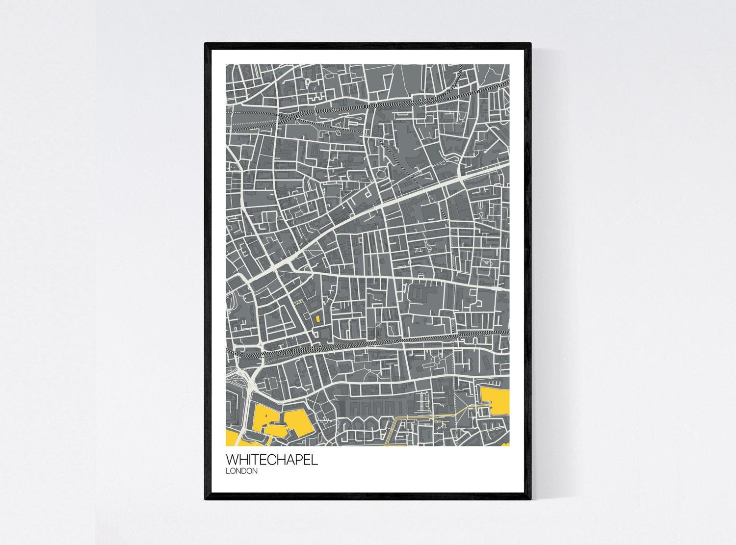 Whitechapel London Map Art Print Many Colours 350gsm Art | Etsy
