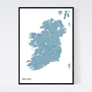 Ireland Map Print - Many Colours - Fast Delivery - Scandi // Vintage ...