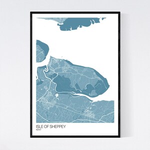 Isle of Sheppey, Kent Map Art Print Many Colours 350gsm Art Quality ...