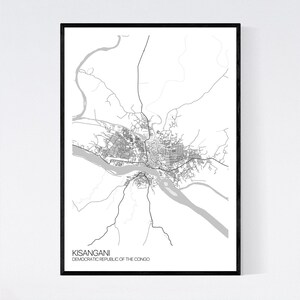 Kisangani, Congo Map Art Print - Many Styles - Art Quality Paper - Fast ...
