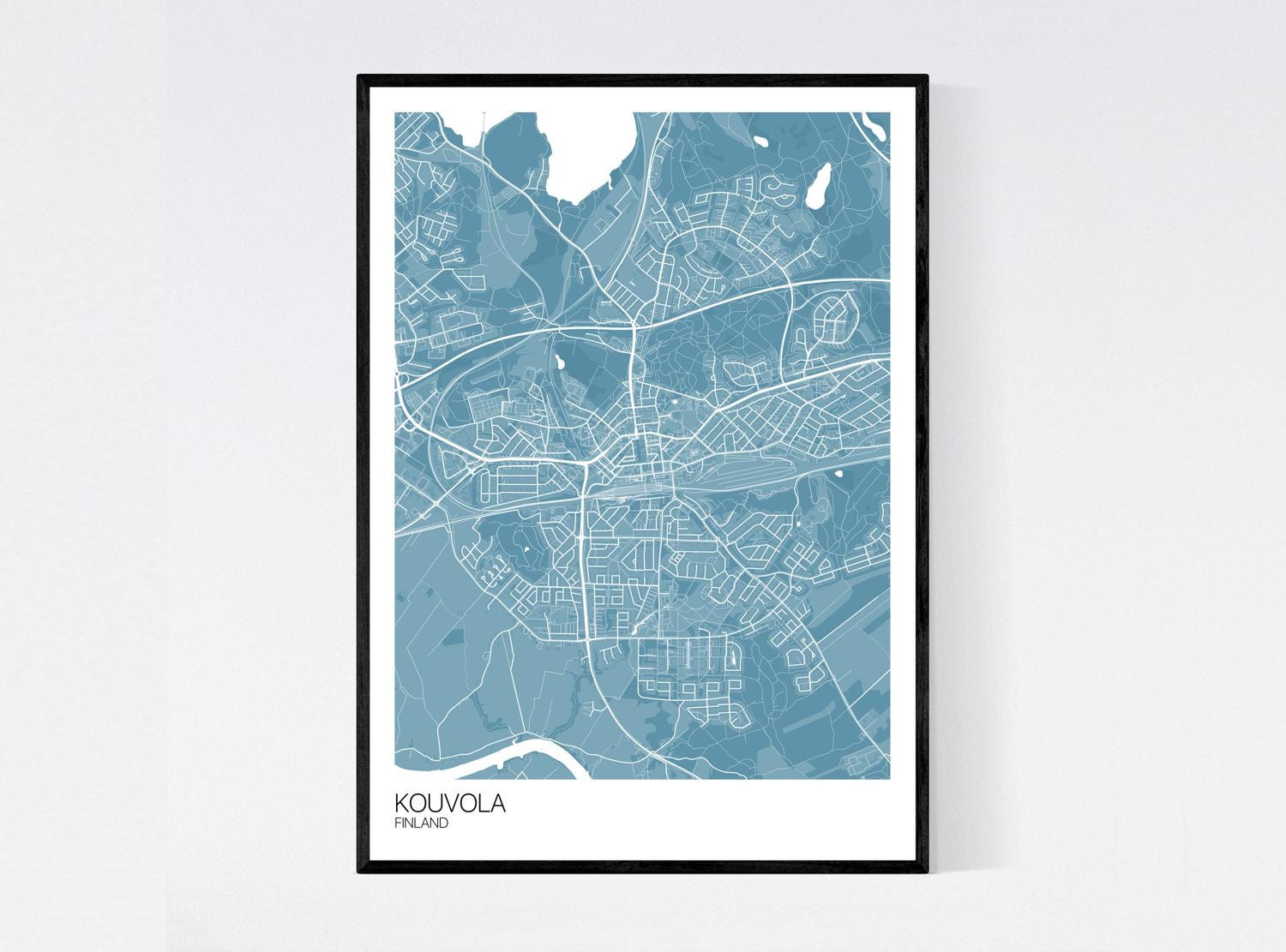 Kouvola Finland Map Art Print Many Colours 350gsm Art | Etsy