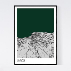 Margate Map Print Many Colours 350gsm Art Quality Paper Fast Delivery ...