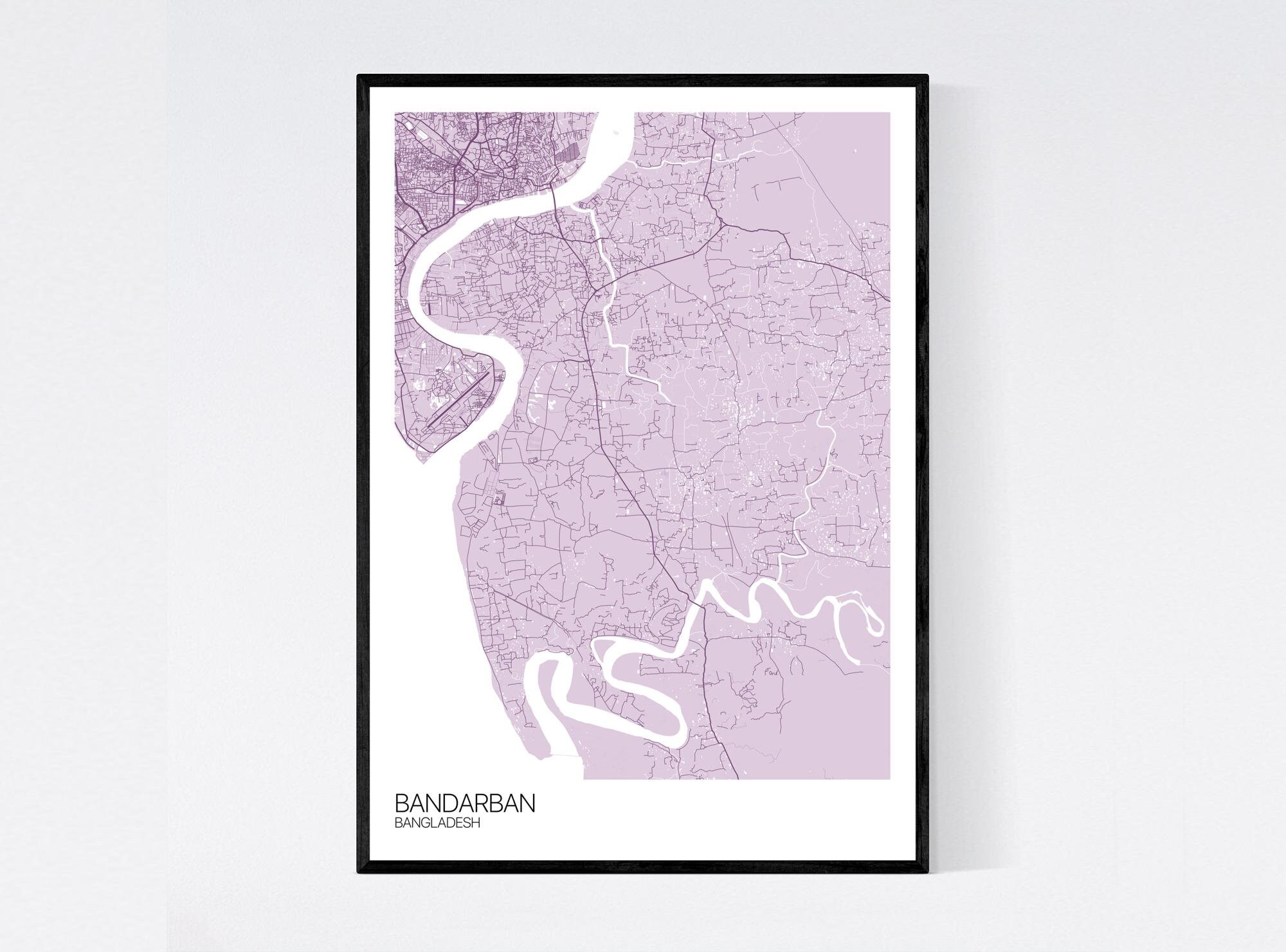Bandarban Bangladesh Map Art Print Many Styles Art | Etsy