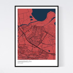 Grangemouth Scotland Map Art Print Many Styles 350gsm Art - Etsy