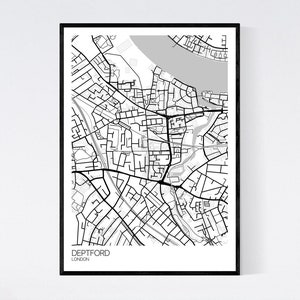 Deptford, London Map Art Print Many Colours 350gsm Art Quality Paper ...