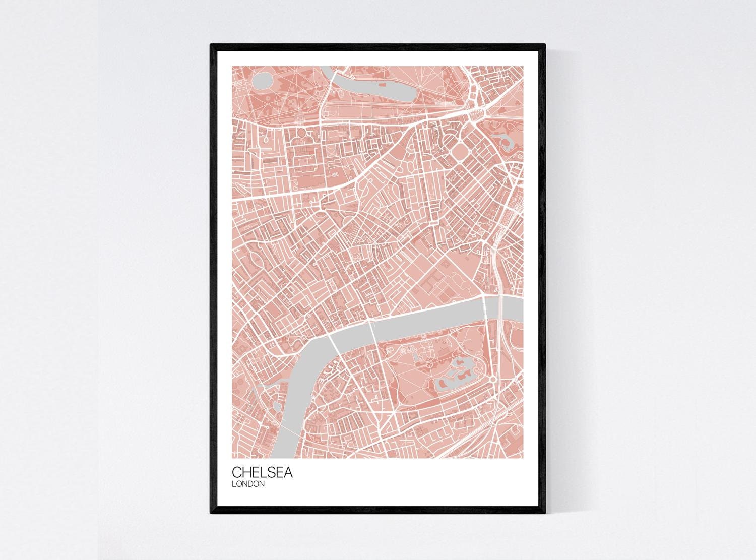 Chelsea London Map Art Print Many Colours 350gsm Art | Etsy